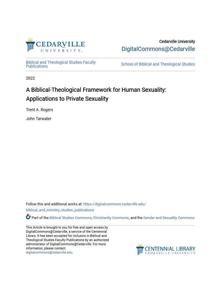 A Biblical-Theological Framework For Human Sexuality - Application ...