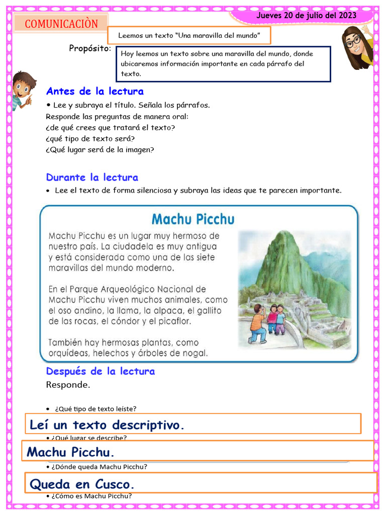 Machu Picchu: Maravilla del Mundo | PDF | Ciencias sociales | Ficción ...