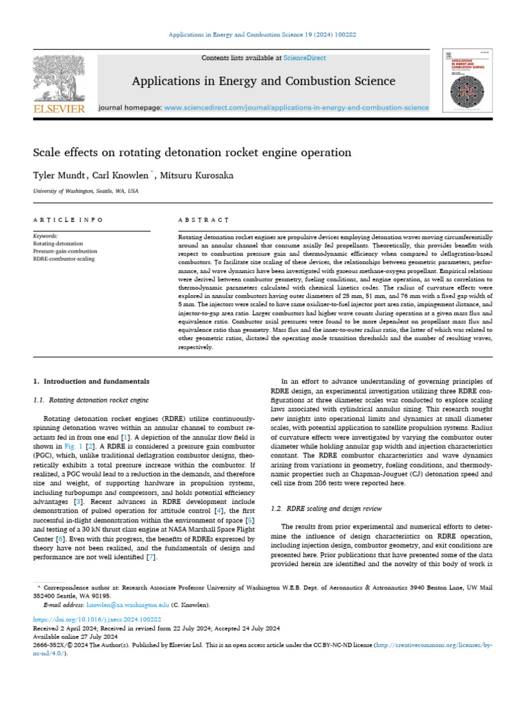 Scale Effects On Rotating Detonation | PDF | Rocket Engine | Nozzle