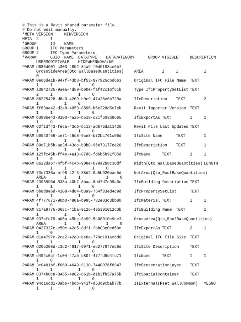 Modelo IFC - Ifc.sharedparameters | PDF | Computing | Software
