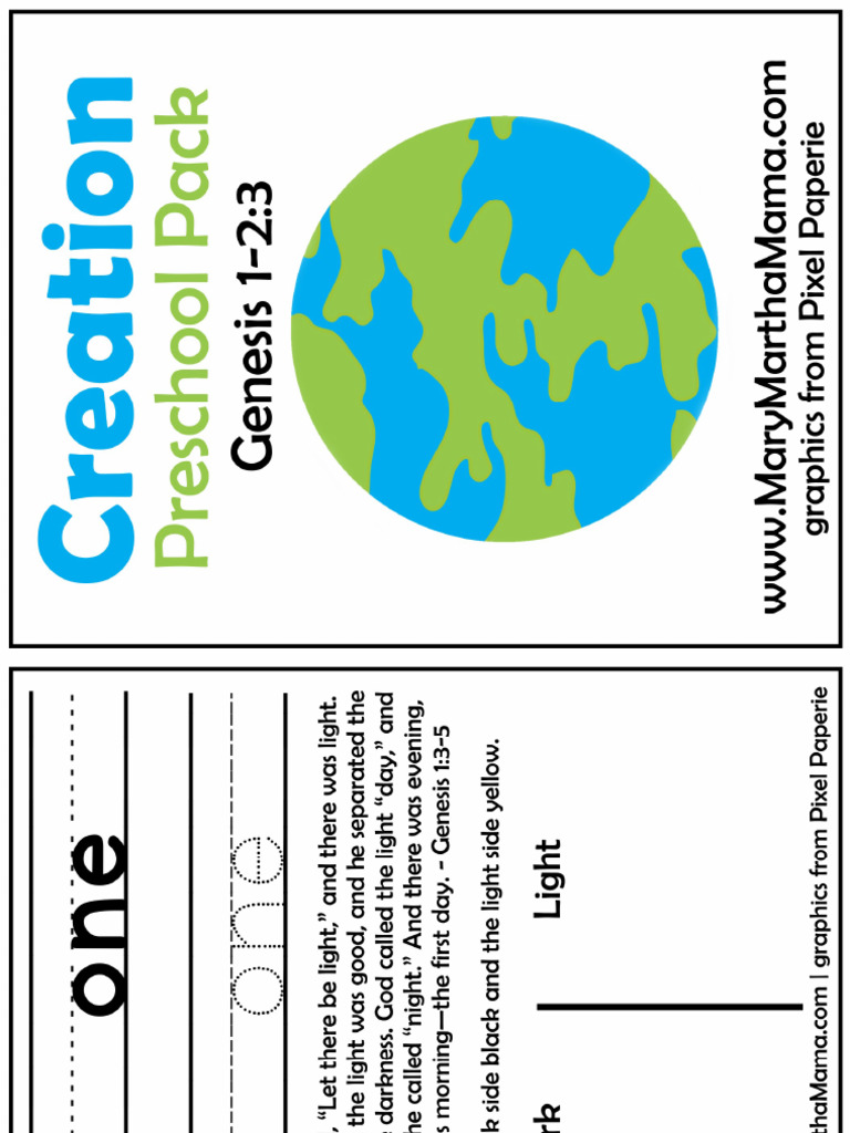 Creation Preschool & Elementary Printable Activity Pack | PDF