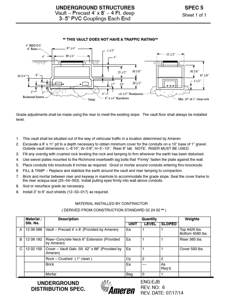 Ameren - Precast Vault-4'x8' | PDF | Civil Engineering | Building Engineering