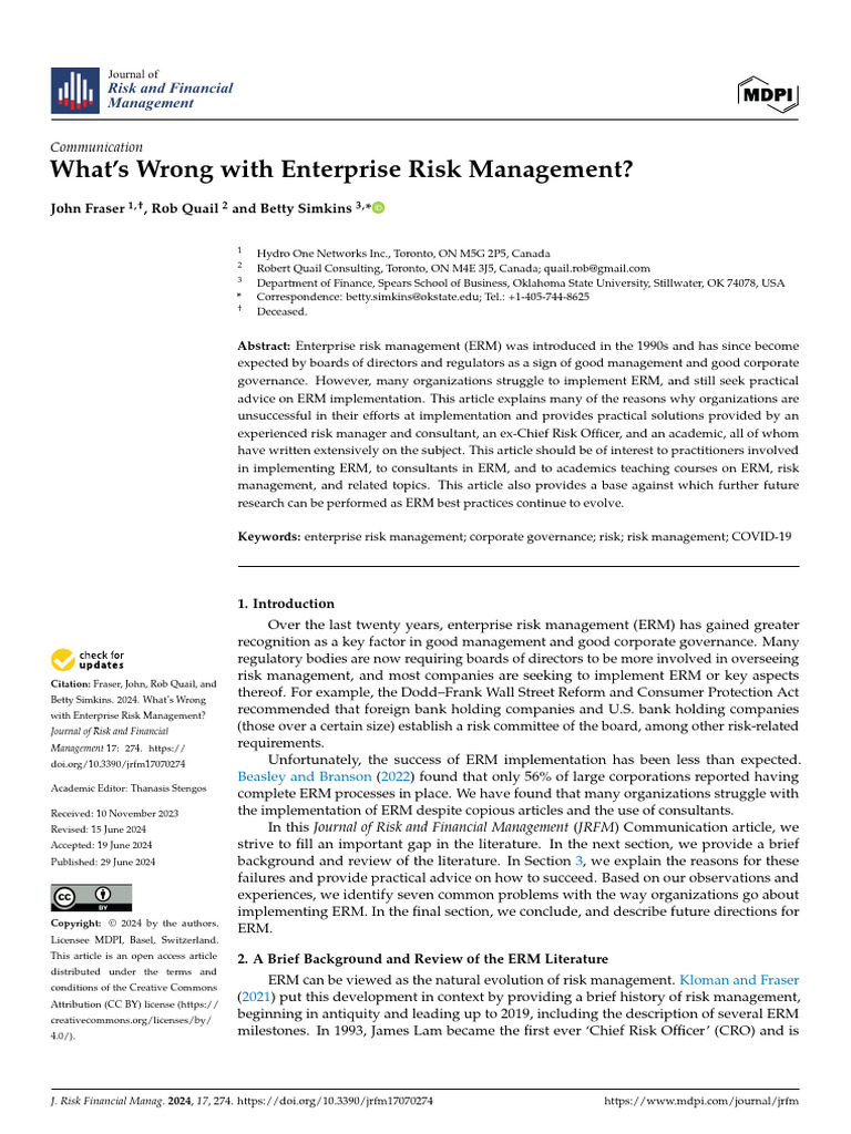 Articulo Recomendado Por James Lam | PDF | Risk | Risk Management