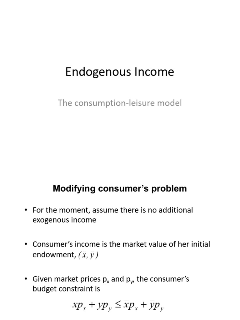 Endogenous Income: The Consumption-Leisure Model | PDF | Economics ...