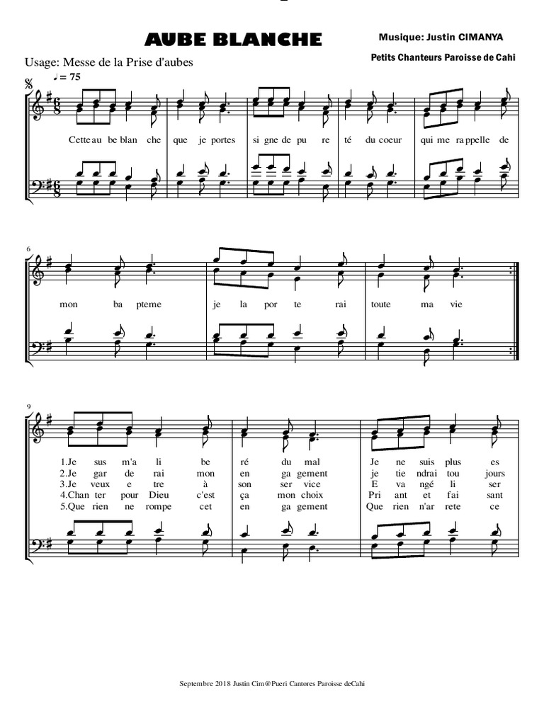 Messe de la Prise d'Aubes - Aube Blanche | PDF