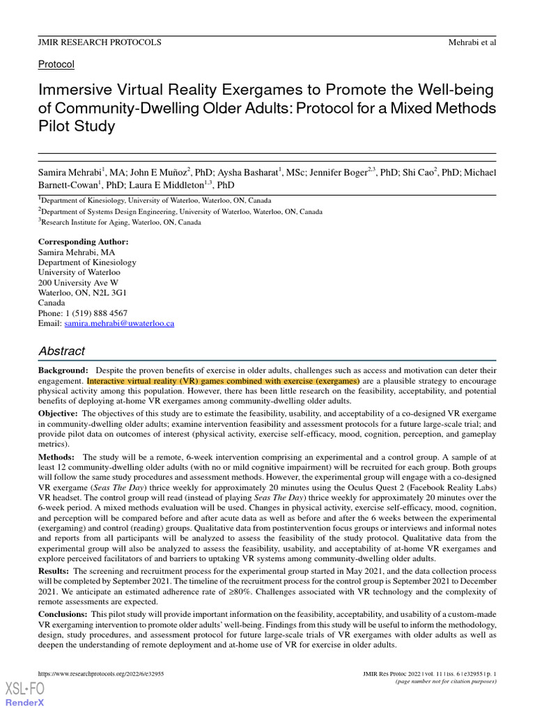 Immersive Virtual Reality Exergames | PDF | Virtual Reality