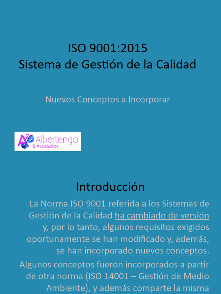 Nuevos Conceptos - IsO 9001 2015 | PDF | Sistema de manejo de calidad ...