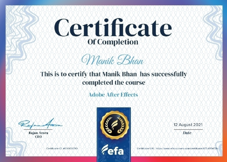 After Effects Certificate | PDF