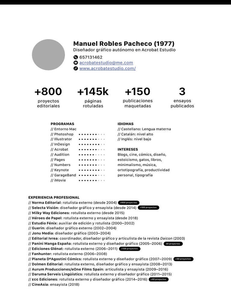 Manu Robles CV | PDF | Arte