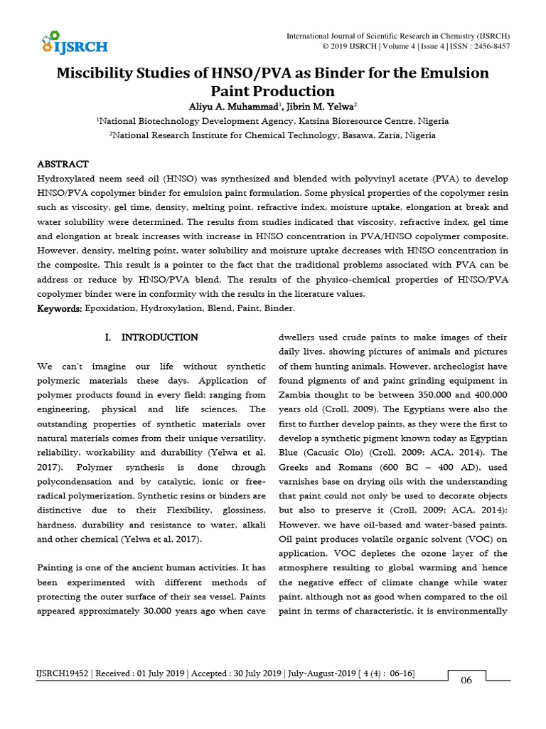 Miscibility Studies of HNSO PVA As Binde | PDF | Paint | Spectroscopy