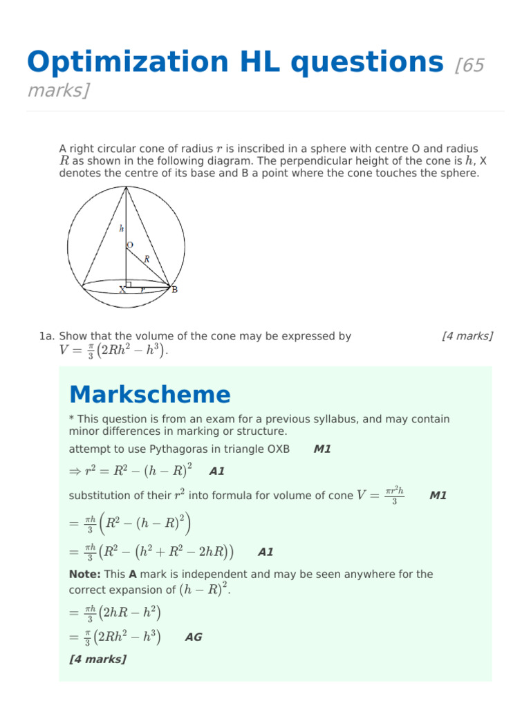 Optimization - HL - Questions Key | PDF | Elementary Geometry | Euclidean Geometry