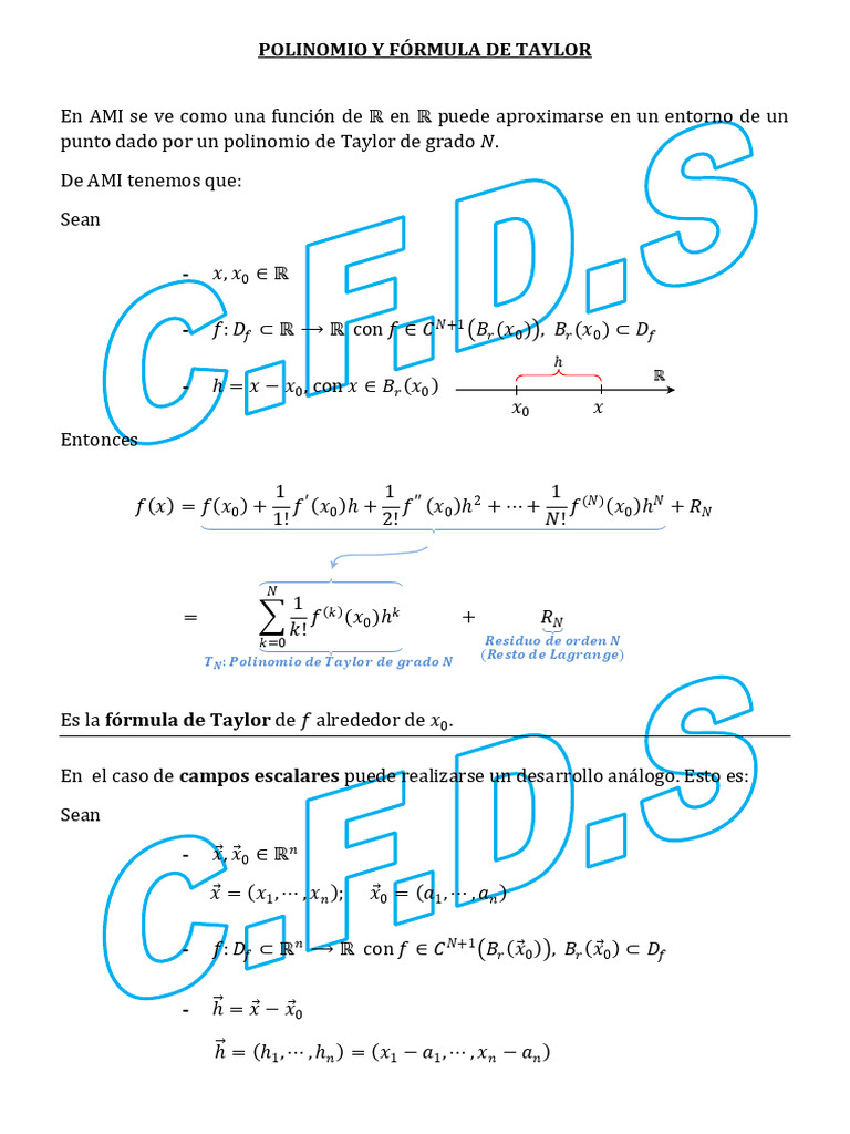 02 - FORMULA DE TAYLOR - Alum | PDF | Análisis matemático | Matemáticas