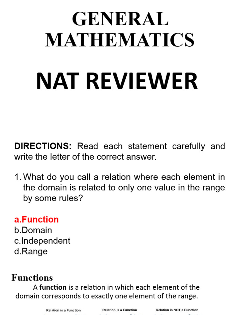 General Mathematics Nat Reviewer | PDF | Asymptote | Function (Mathematics)