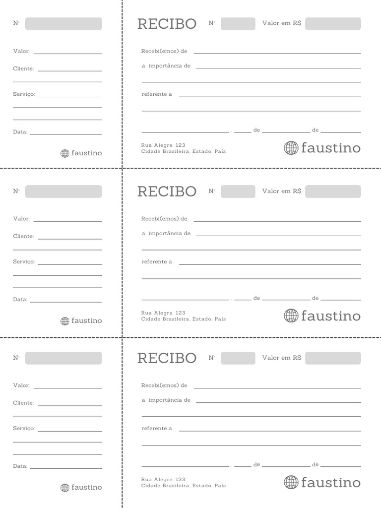 Recibo Faustino: Detalhes e Valores | PDF