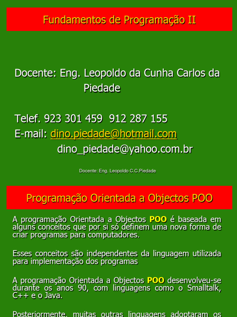 Aula1 - Paradigmas de POO | PDF | Programação orientada a objetos ...