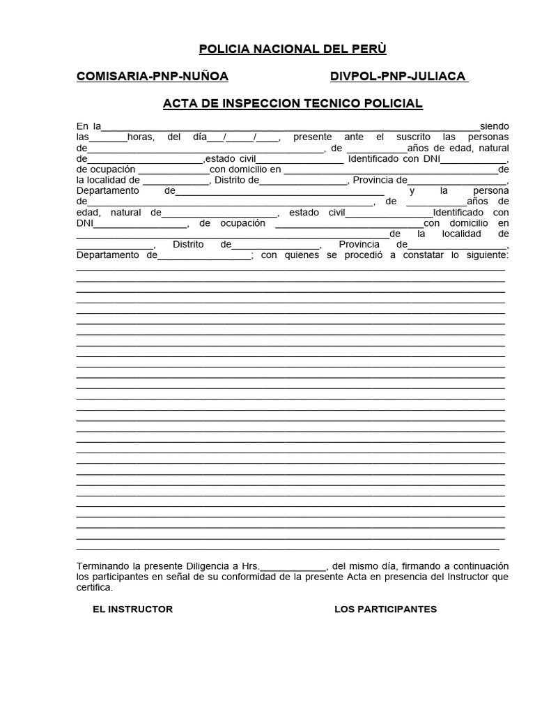 Acta de Inspeccion Tecnico Policial | PDF