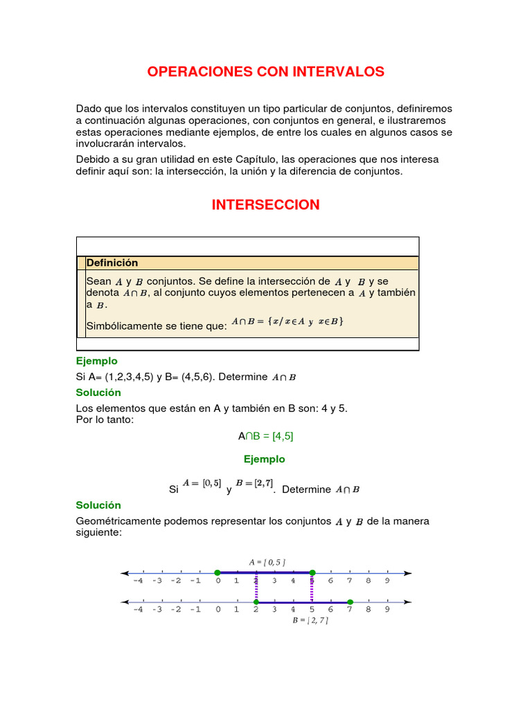 Operaciones Con Intervalos Guia Teorico Practica 1 | PDF | Conjunto (Matemáticas) | Intervalo ...