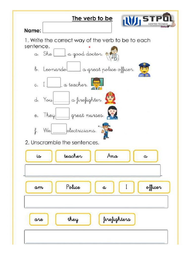 Verb To Be Worksheet. | PDF