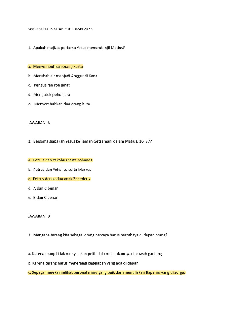 Soal Kuis KS 2023 | PDF