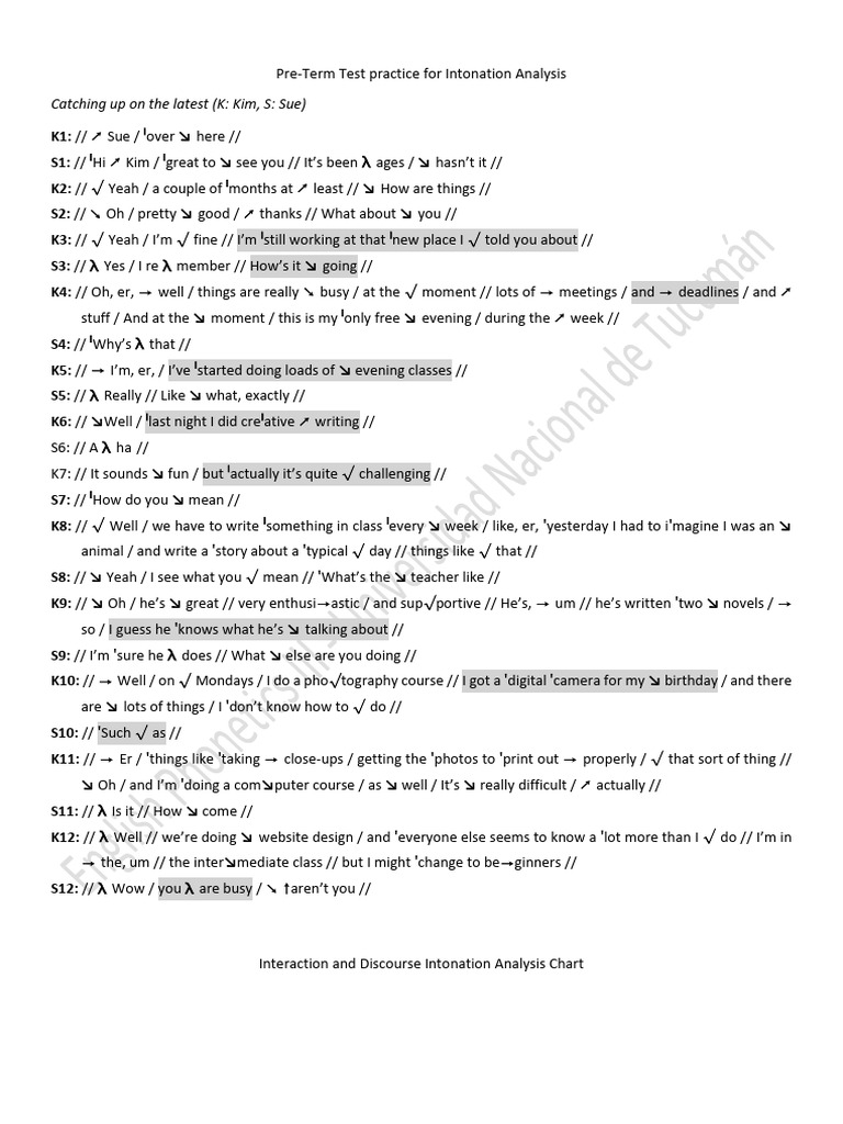 Pre-Term Test Intonation Analysis | PDF