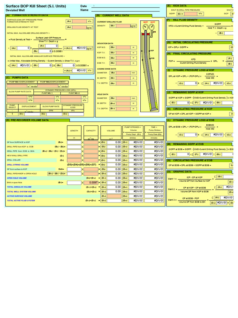 Kill Sheet Deviated Well | PDF | Pressure | Pump