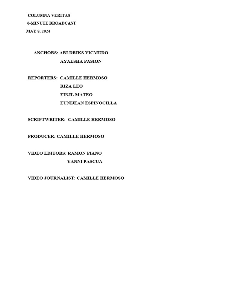 TV Broad Script Finale | PDF | Television News | Journalism