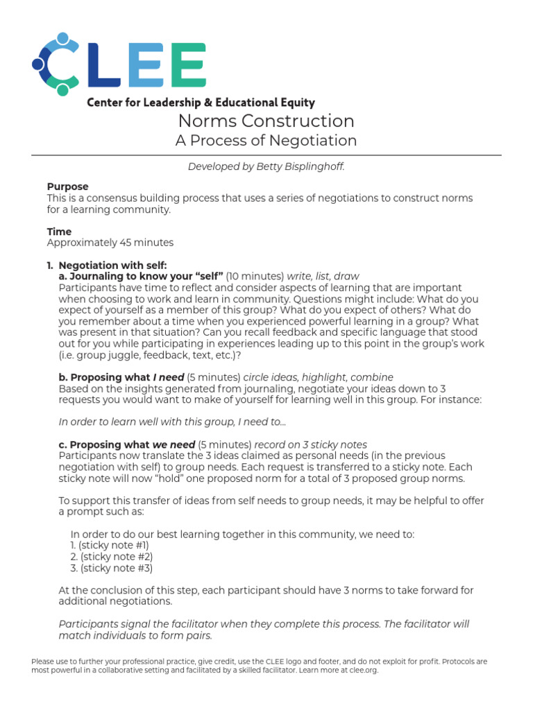 Norms Construction | PDF | Learning | Facilitator