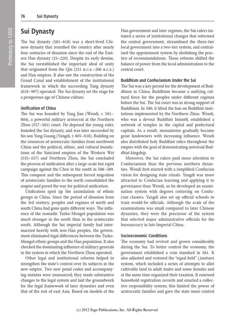 Sui Dynasty | PDF | Tang Dynasty | Imperial China