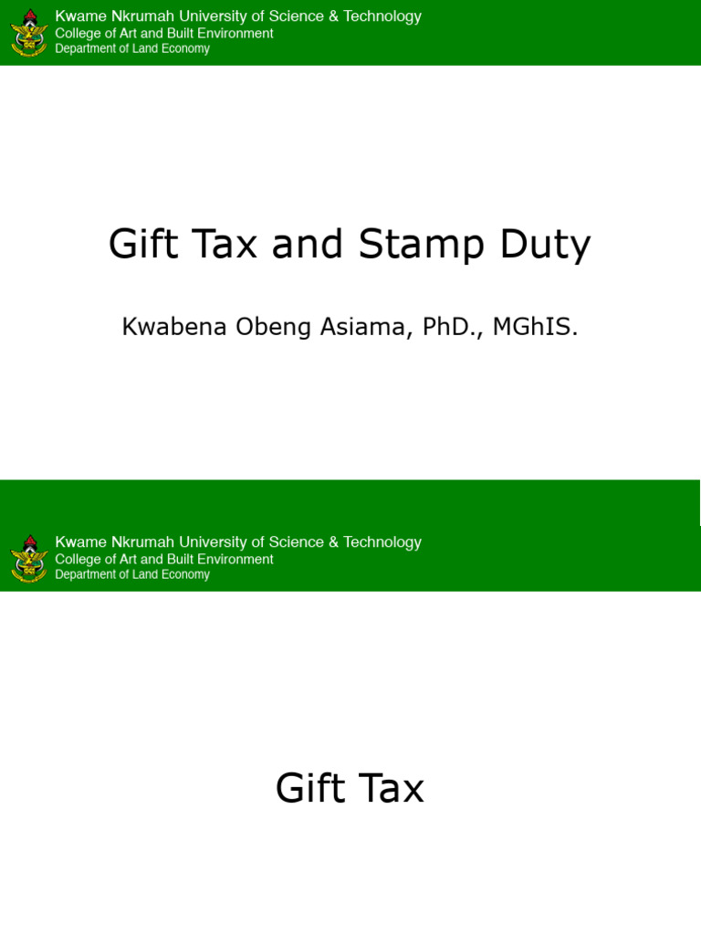 Lecture 6 - Gift Tax and Stamp Duty | PDF | Capital Gains Tax | Taxes