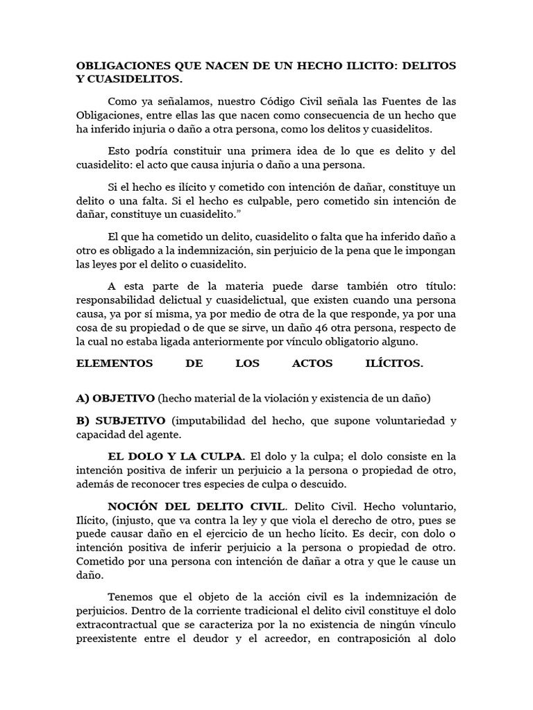 Delitos y Cuasidelitos Ii | PDF | Intención (Derecho Penal) | Daños y ...