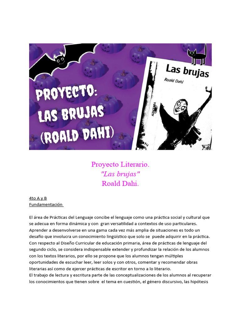 Proyecto Literario - Las Brujas | PDF | Aprendizaje | Libros