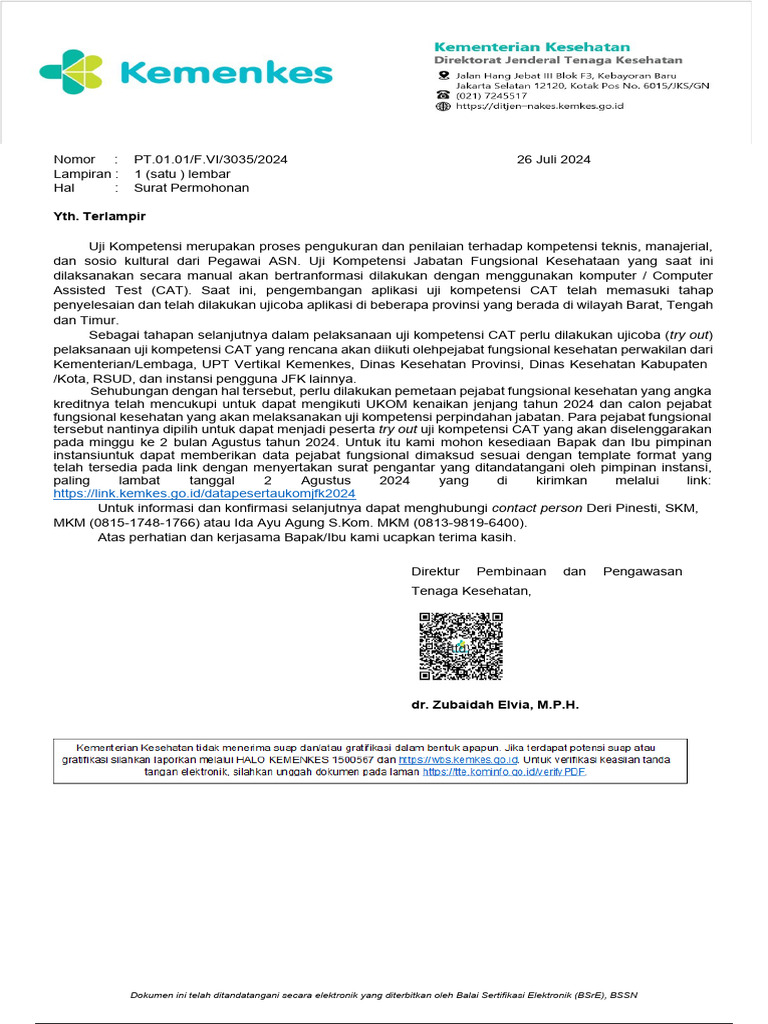 #2 Surat Permohonan Data Peserta Tryout | PDF