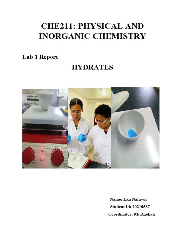CHE211 Lab 1 Report | PDF | Water | Chemical Polarity