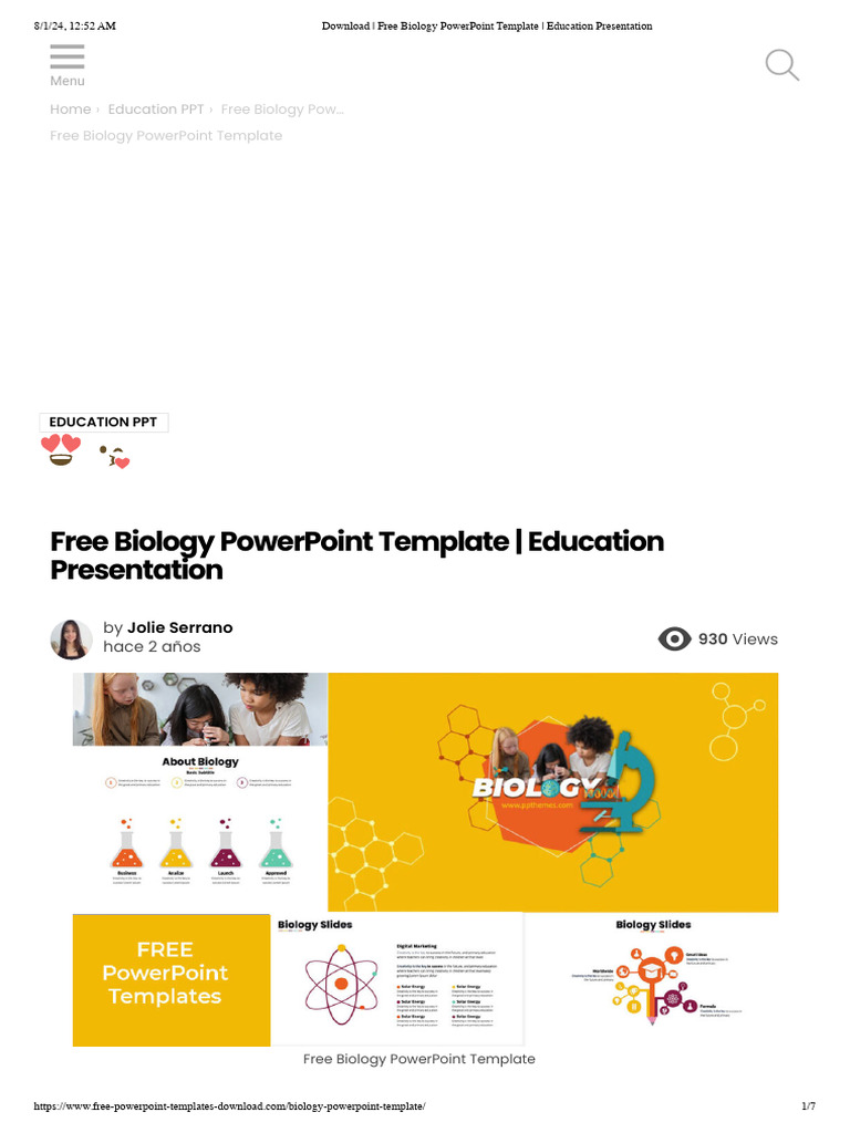 Free Biology PowerPoint Template - Education Presentation | PDF ...