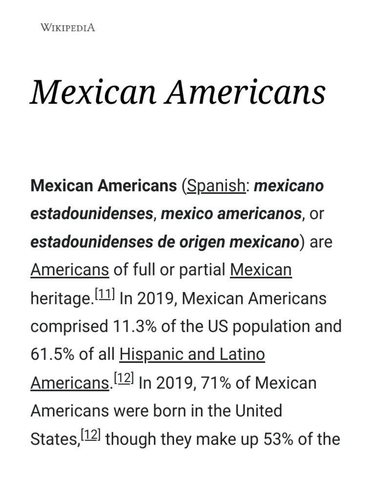Mexican Americans - Wiki | PDF | Mexicans | Race And Ethnicity In The ...