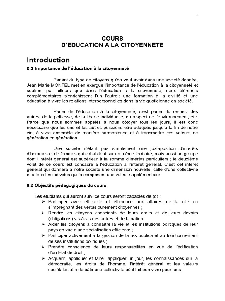 Cours d'Éducation à la Citoyenneté | PDF | Fédéralisme | État