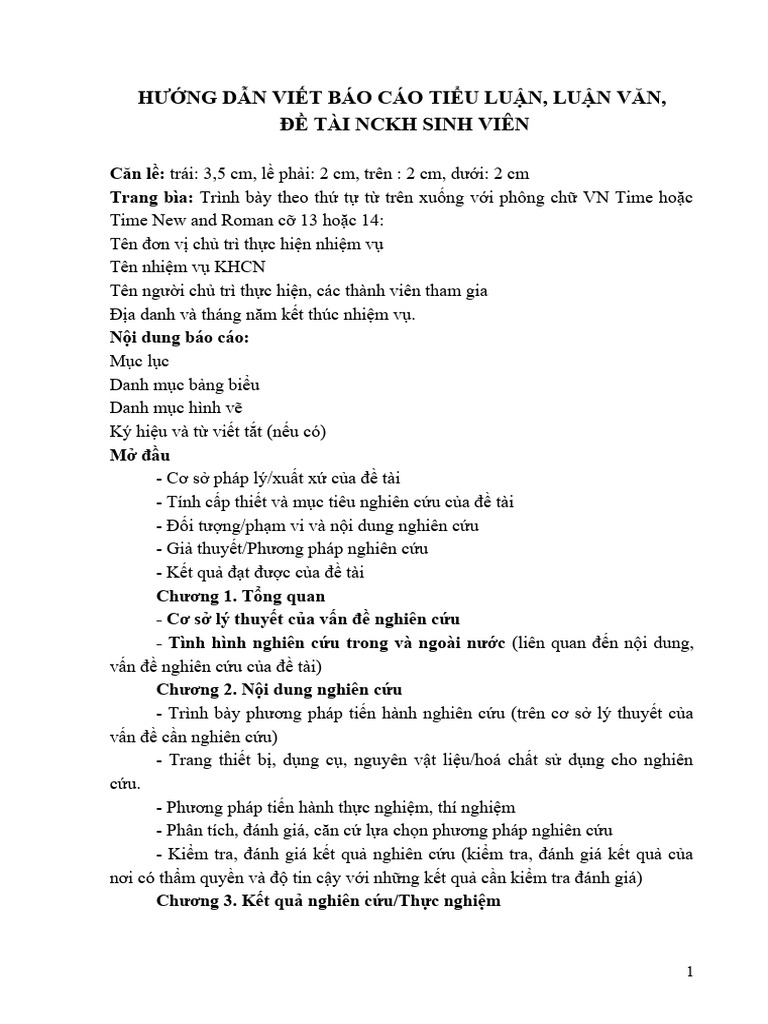 Phu Luc Huong Dan Viet Bao Cao de Tai NCKH | PDF