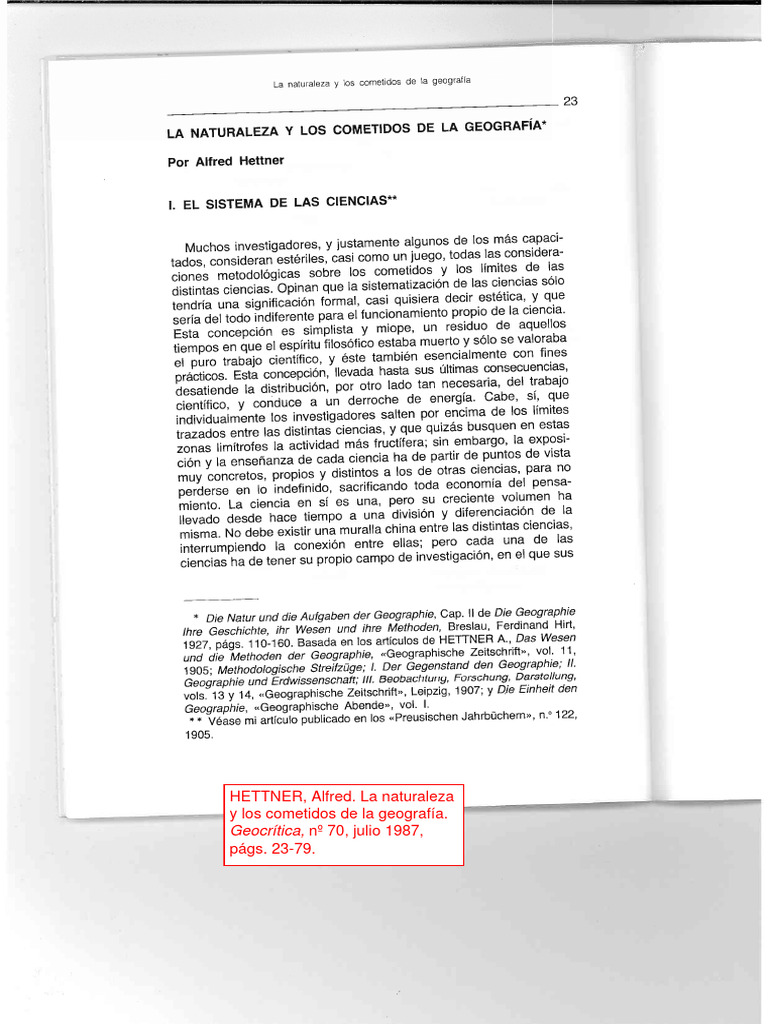 Alfred Hetner - La Naturaleza y Los Cometidos de La Geografía | PDF