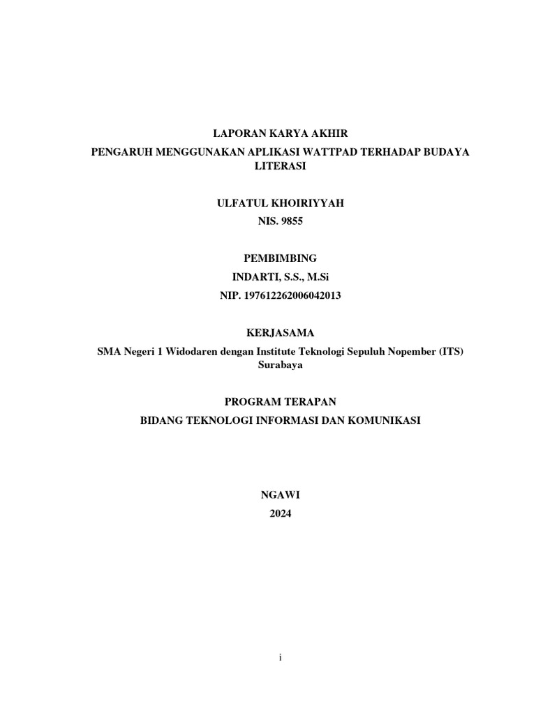 Laporan Karya Akhir Prodistik | PDF