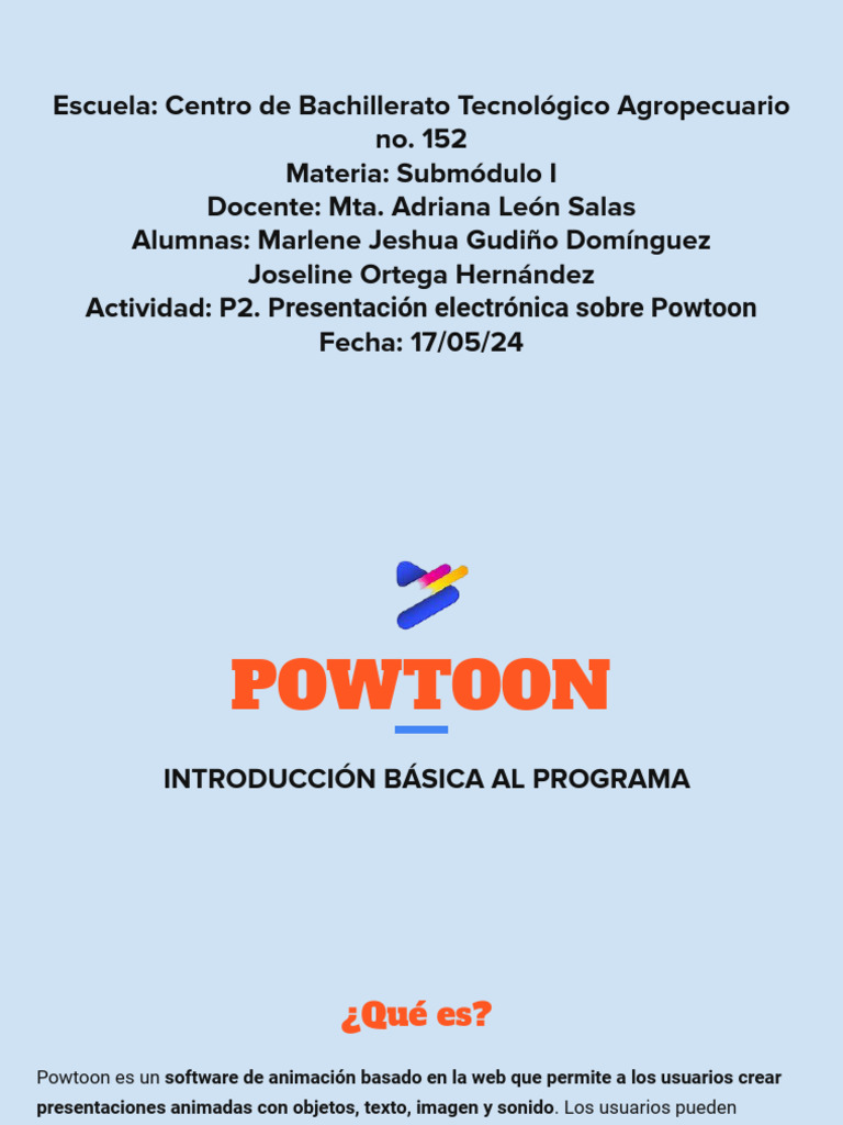 P2. Presentaci-N Electr-Nica Sobre Powtoon | PDF | Microsoft PowerPoint | Ventana (informática)