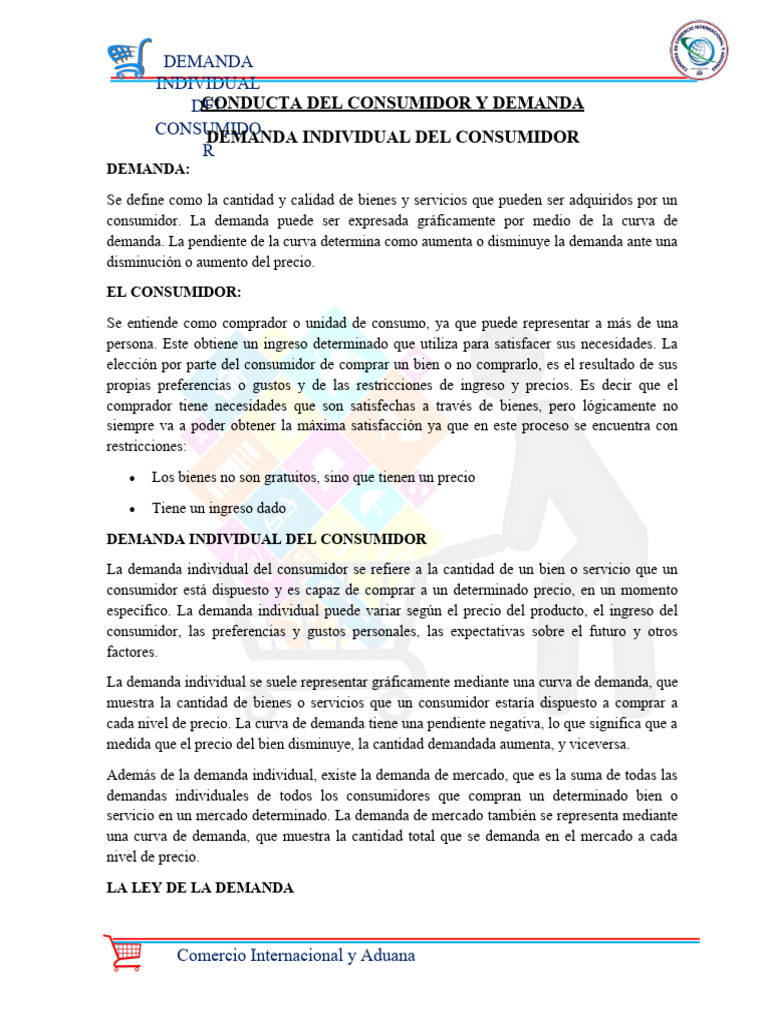 Demanda Individual Del Consumidor | PDF | Oferta y demanda | Los ...