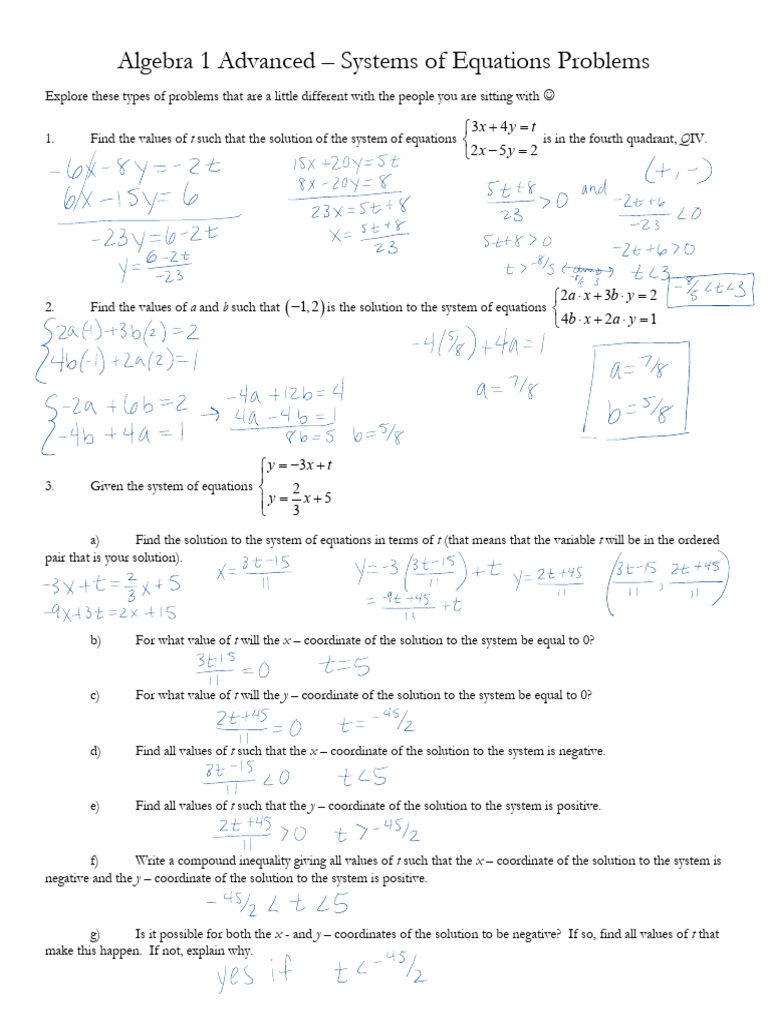 Advanced Algebra: Systems of Equations | PDF | Equations | Mathematical Analysis
