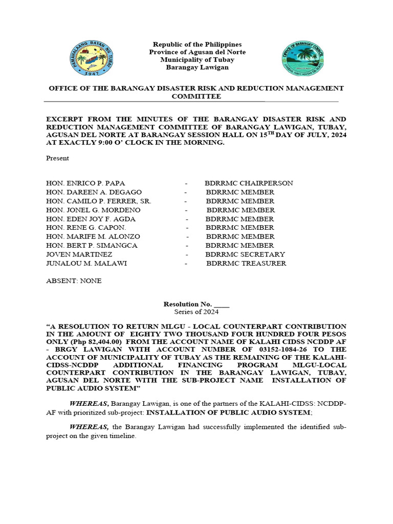 Reso To Return Grant (Lgu) | PDF | Philippines