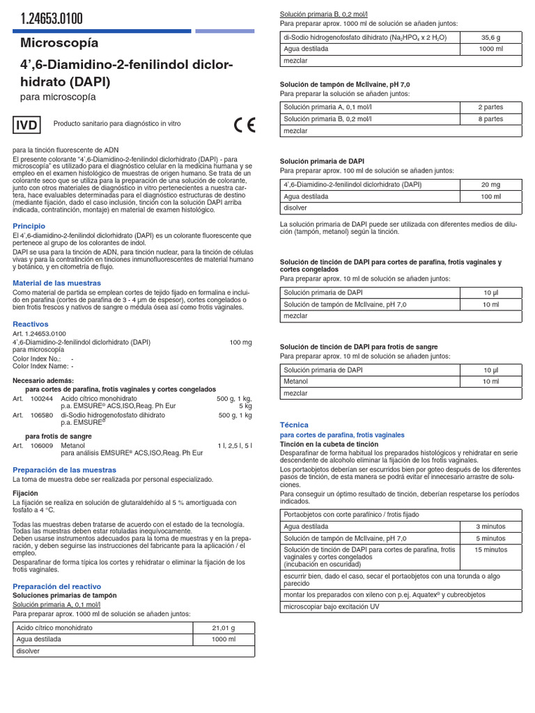 Microscopía 4',6-Diamidino-2-Fenilindol Diclor-Hidrato (DAPI) | PDF ...