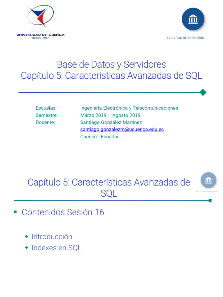 C5 - Características Avanzadas de SQL | PDF | SQL | Bases de datos