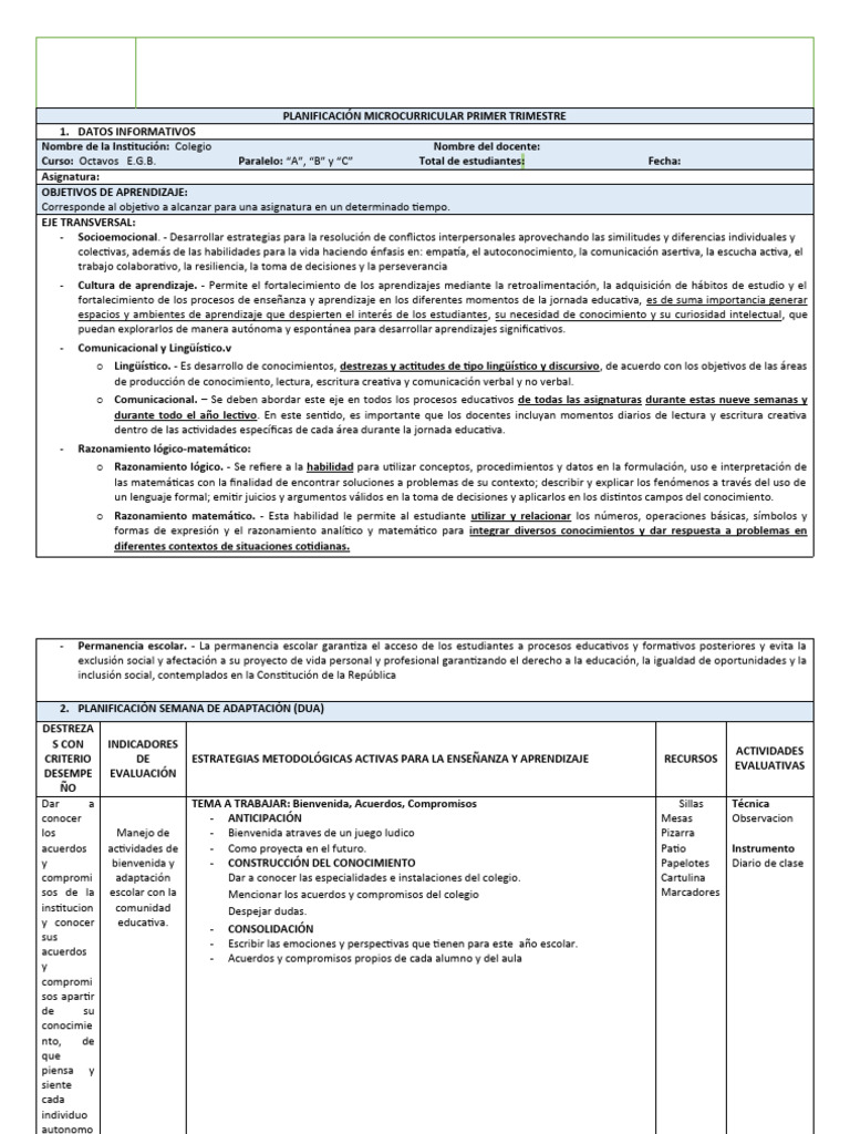 8vo Eess 1er Trimestre 2024 R | PDF | Aprendizaje | Homo