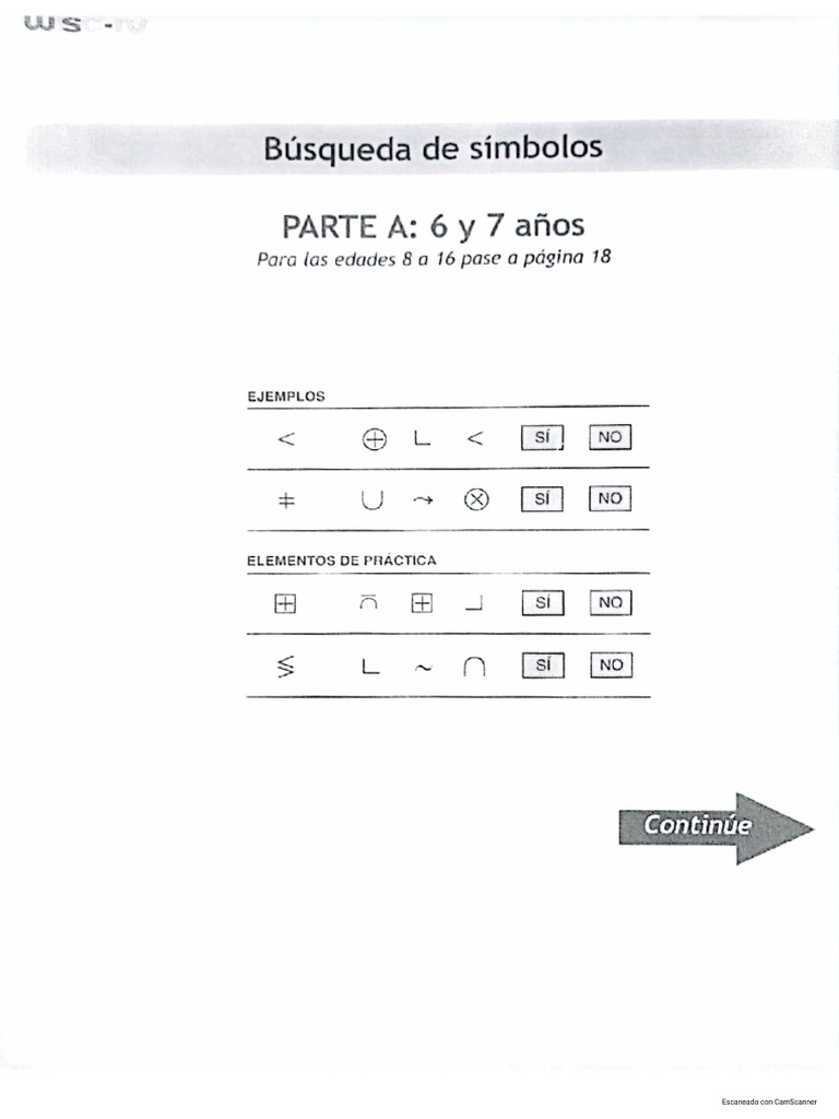 Búsqueda de Simbolos A WISC IV | PDF
