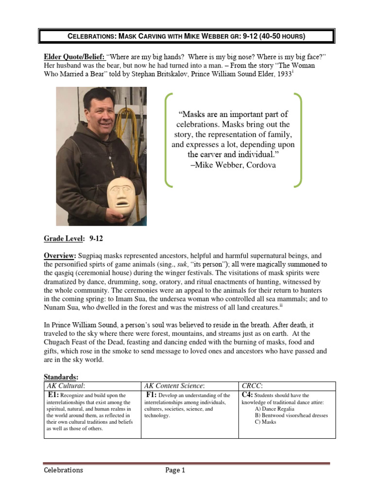 CEL 9-12 2 Mask Carving With Mike Webber | PDF | Wood Carving | Wood