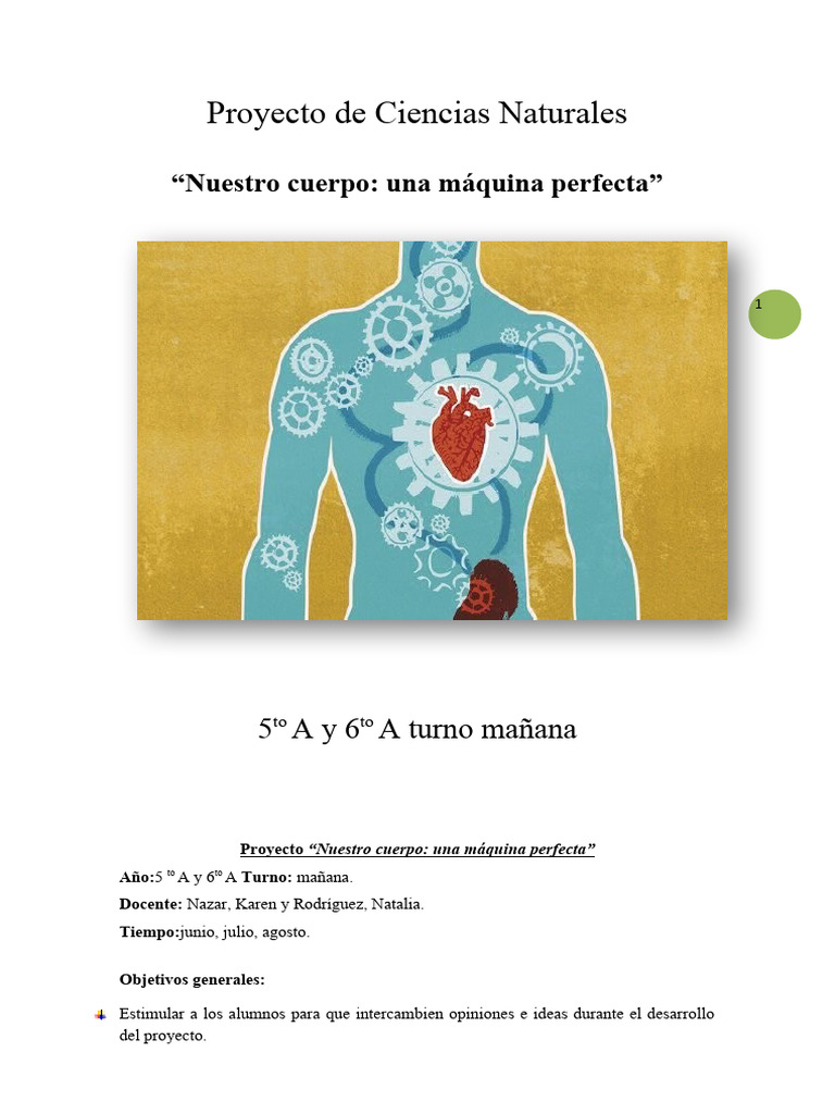 Proyecto sobre el Cuerpo Humano en 5to y 6to | PDF | Reproducción ...