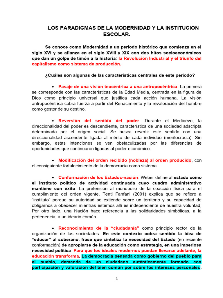 80 - Los Paradigmas de La Modernidad y La Institucion Escolar | PDF | Escuelas | Maestros